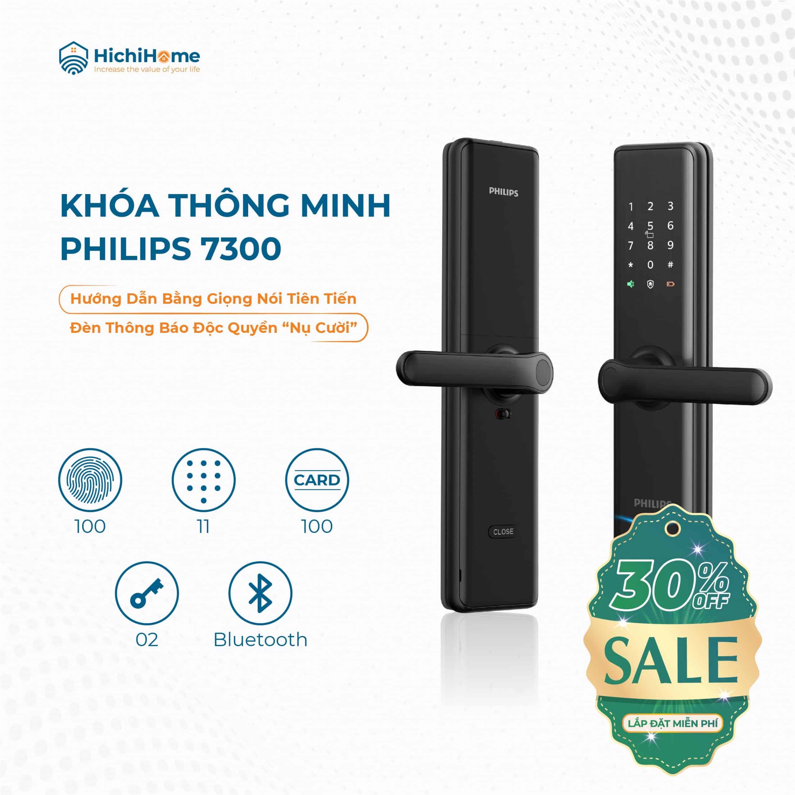 Khóa cửa điện tử Philips 7300 tiện lợi, cao cấp, giá ưu đãi