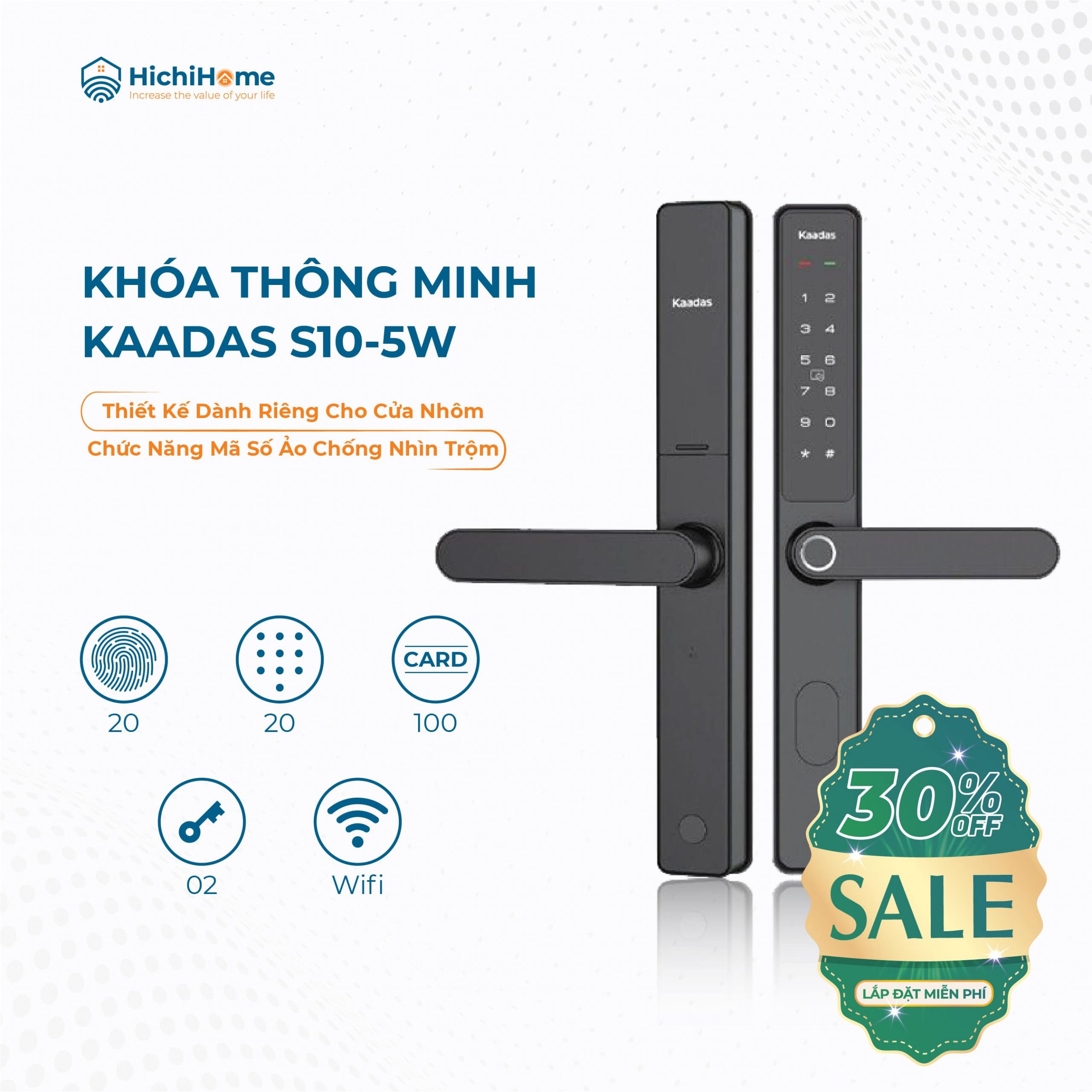 Khóa Cửa Nhôm Điện Tử Kaadas S10-5W Cao Cấp, Giá Tốt