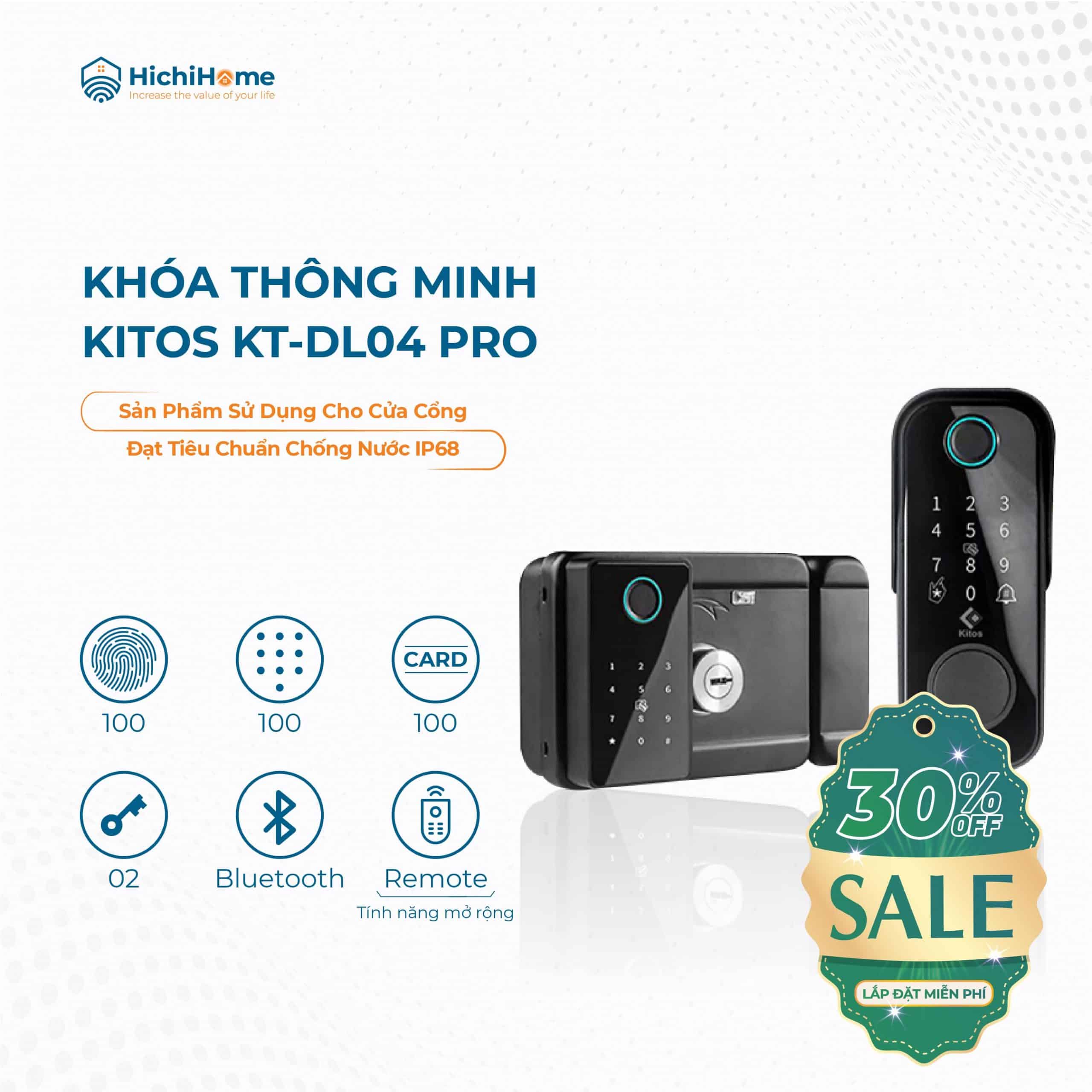 Khóa cửa cổng điện tử Kitos KT-DL04 Pro cao cấp, giá ưu đãi