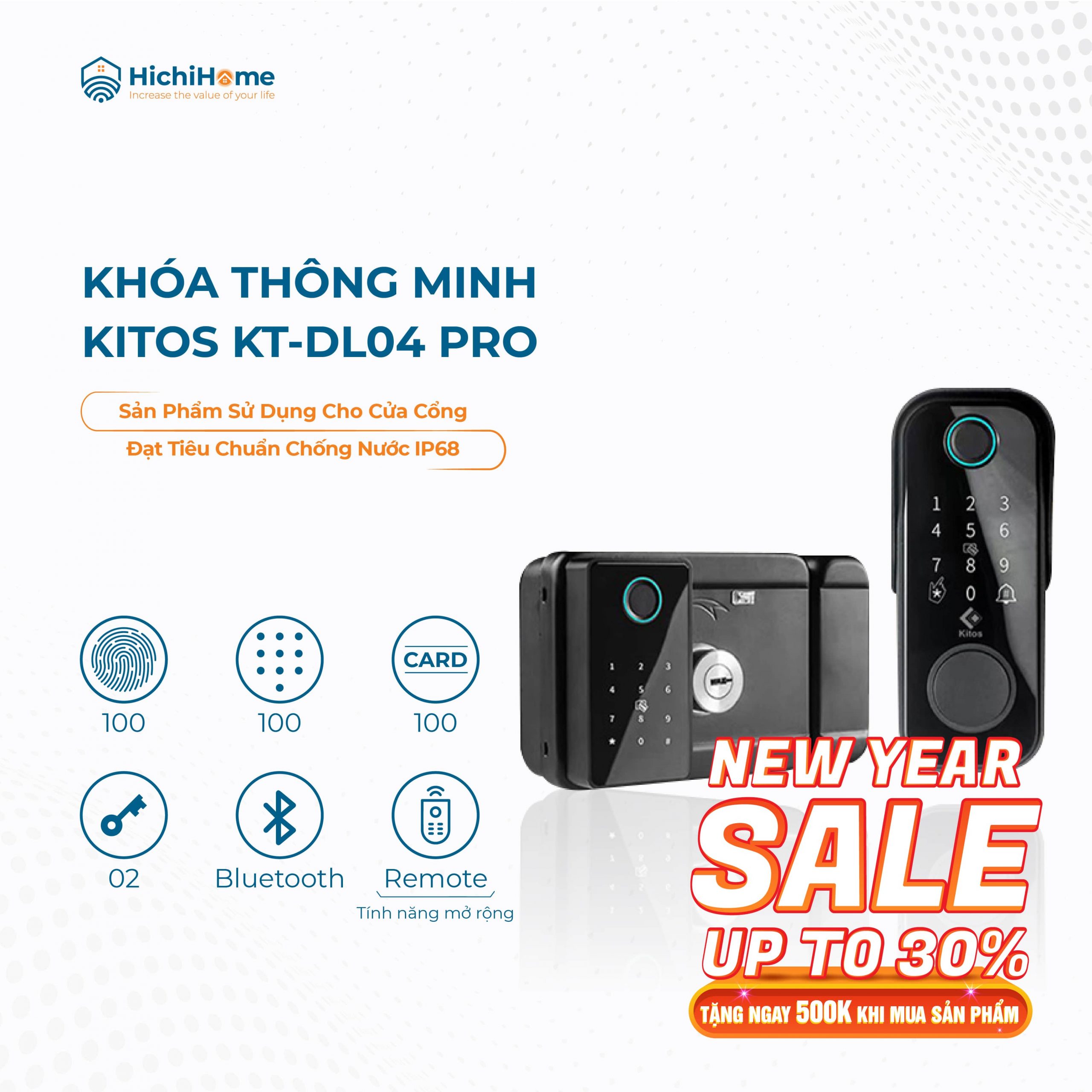 Khóa cửa cổng điện tử Kitos KT-DL04 Pro - HichiHome