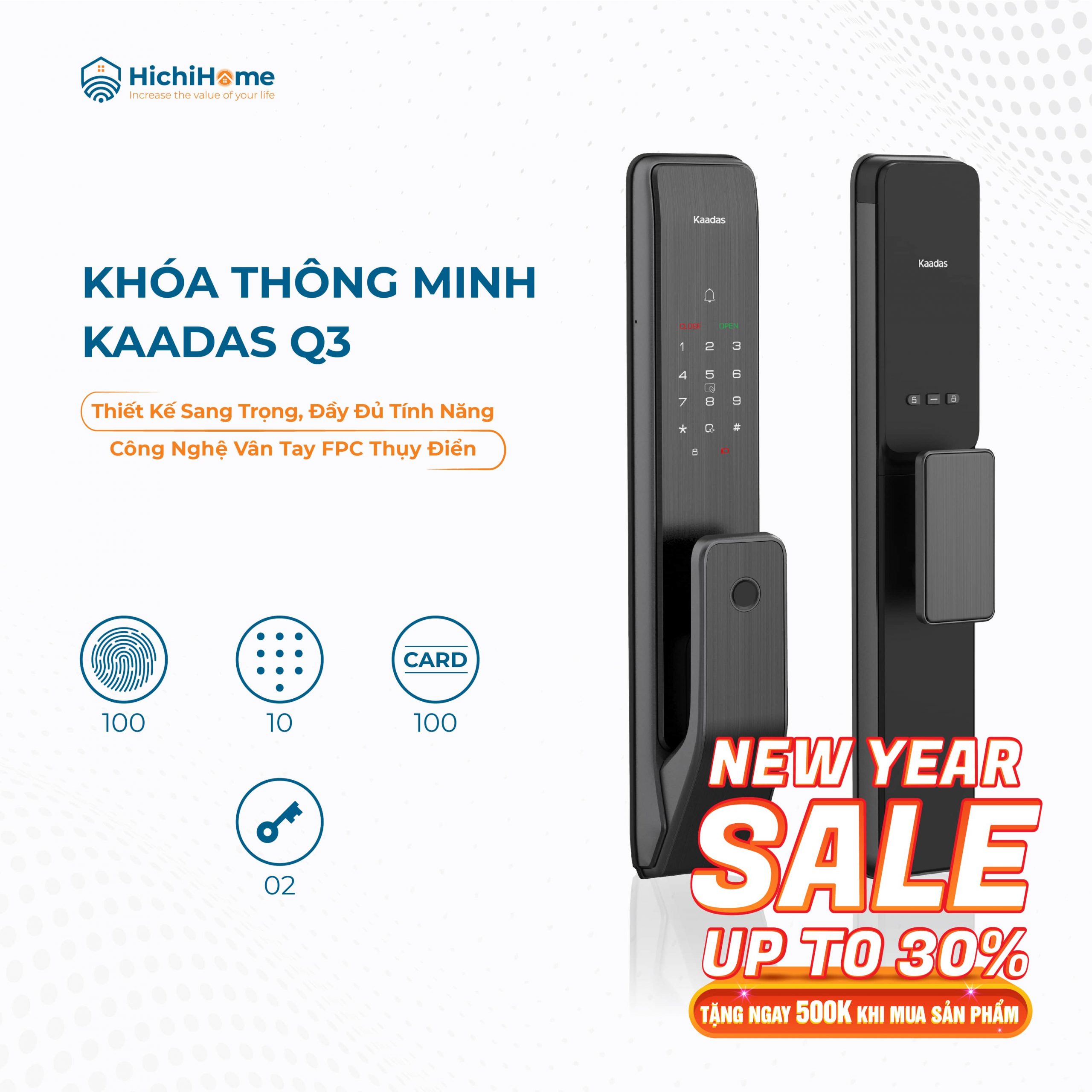 Khóa cửa điện tử Kaadas Q3 - HichiHome